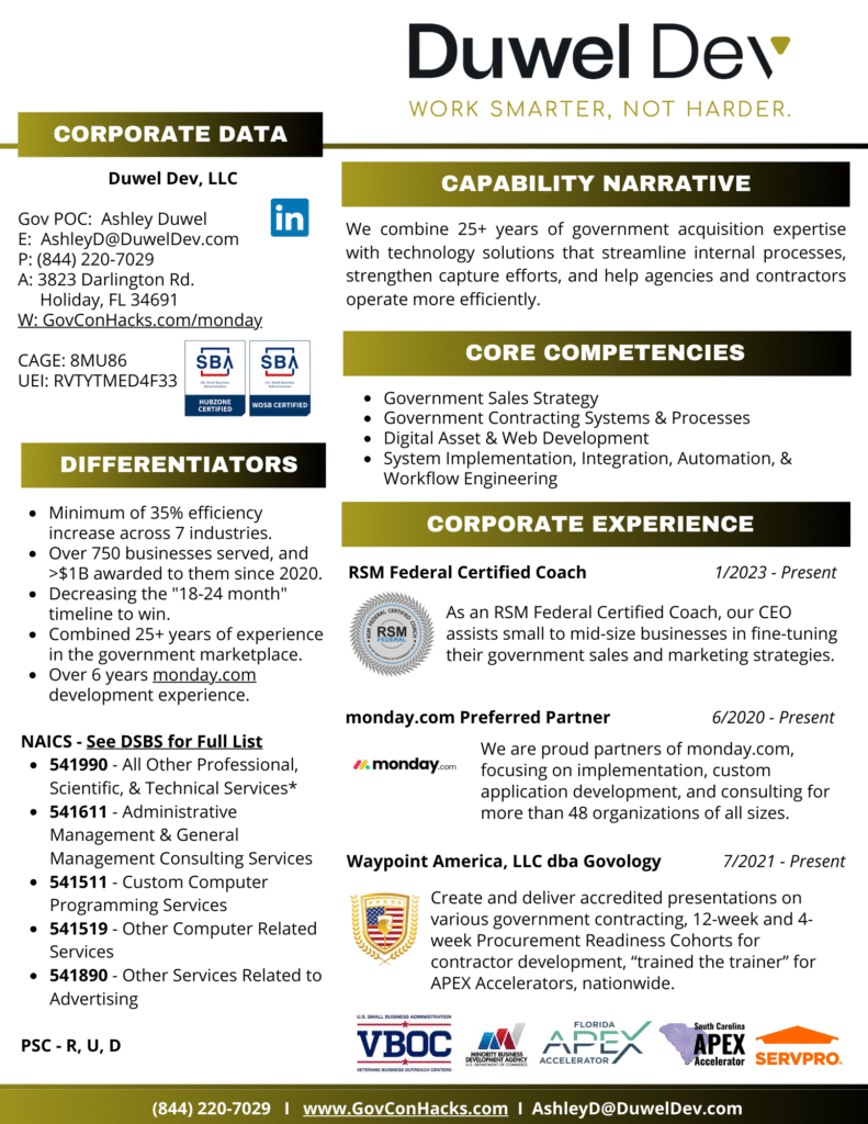 Duwel Dev Capability Statement - GovConHacks